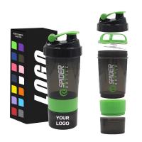 China Leak Proof 16oz Fitness GYM Sports Protein Mixes Shaker Bottle with Two Extra Compartments for sale