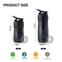 China Stainless Steel Ball Portable BPA Free Gym Plastic Protein Shaker Bottle for Sports for sale