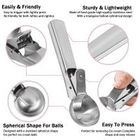 China Kitchen Tools Stainless Steel Ice Cream Scoop with Easy Trigger Custom Logo and 4.8*18cm for sale