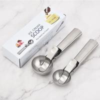 China Kitchen Tools Stainless Steel Ice Cream Scoop with Easy Trigger Custom Logo and 4.8*18cm for sale