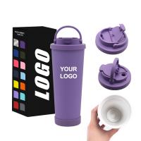 China Straw Stainless Steel Insulated Tumbler with Ceramic Coating Liner and Silicone Base for sale