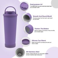 China Straw Stainless Steel Insulated Tumbler with Ceramic Coating Liner and Silicone Base for sale