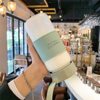 China 480ml Custom Borosilicate Glass Water Bottle with Leather Sleeve and Tea Infuser for sale