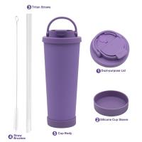 China Straw Stainless Steel Insulated Tumbler with Ceramic Coating Liner and Silicone Base for sale