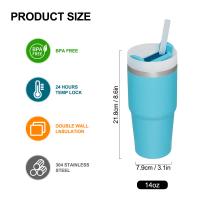 China Thermal Insulation 14oz Kids Cup with Straw Bpa Free Double Wall Stainless Steel Tumbler for sale