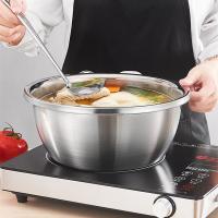 China Customized Logo Versatile Kitchen Strainer 304 Stainless Steel Microporous Colander Rice Washing Bowl Set 550g for sale