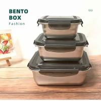 China Rectangle 400/750/1200ml Stainless Steel Bento Lunch Box Set with Locking Lids and Durable for sale