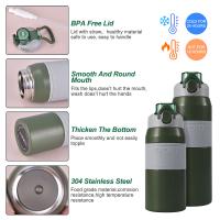 China 600ml/800ml Custom Insulated Stainless Steel Water Bottle with Straw and Portable Handle for sale