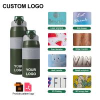 China 600ml/800ml Custom Insulated Stainless Steel Water Bottle with Straw and Portable Handle for sale