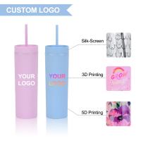China 186g Customized Acrylic Pastel Colored Tumblers 16oz Reusable Plastic Cups with Straw for sale