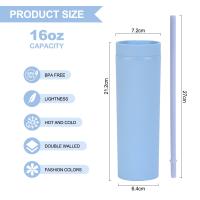 China 186g Customized Acrylic Pastel Colored Tumblers 16oz Reusable Plastic Cups with Straw for sale
