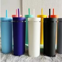 China 186g Customized Acrylic Pastel Colored Tumblers 16oz Reusable Plastic Cups with Straw for sale
