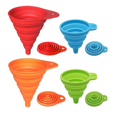 China Food Grade Material Kitchen Mini Soft Silicone Retractable Collapsible Funnel for sale