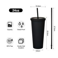 China American Style 710ML / 24oz Reusable BPA Free Plastic Tumblers with Lids and Straws for sale