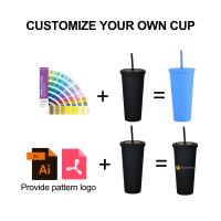 China American Style 710ML / 24oz Reusable BPA Free Plastic Tumblers with Lids and Straws for sale