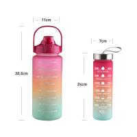 China PP Food Grade Lid 4 Pcs Plastic Sport Water Bottles with Straw and Stickers for Gym Fitness for sale