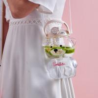 China Summer Students' Must-Have Cute Teddy Bears Water Bottle with Straw and Large Capacity for sale
