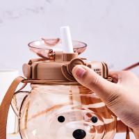 China Summer Students' Must-Have Cute Teddy Bears Water Bottle with Straw and Large Capacity for sale