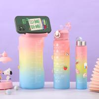 China Unisex 3 in 1 Motivational Time Marker Gradient Color Water Bottle Set 2000ml 900ml 500ml for sale