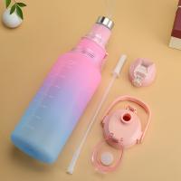China Unisex 3 in 1 Motivational Time Marker Gradient Color Water Bottle Set 2000ml 900ml 500ml for sale