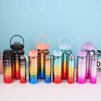 China Unisex 3 in 1 Motivational Time Marker Gradient Color Water Bottle Set 2000ml 900ml 500ml for sale