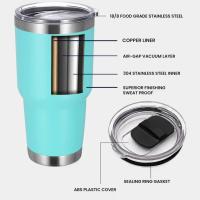 China 10*19.5CM Custom Logo Stainless Steel Double Wall Coffee Travel Mug with Straw and Lid for sale
