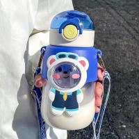 China Kids Water Bottle Cartoon Cute Plastic Cup with Straw Type Portable Design for sale