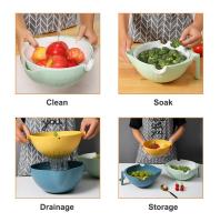 China Versatile Cleaning 2-in-1 Plastic Colander Strainer Bowl Sets for Fruits and Vegetables for sale