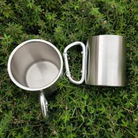 China 200ml / 300ml Camping and Travel Stainless Steel Double Wall Carabiner Mug with Handle for sale
