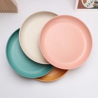 China 9 Inch Round Plastic Dinner Plate Lightweight Wheat Plates for Reusable Diningware for sale