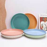 China 9 Inch Round Plastic Dinner Plate Lightweight Wheat Plates for Reusable Diningware for sale
