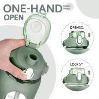 China 64 oz BPA-Free Glass Water Bottle with Straw and Time Marker Motivational Sports Bottle for sale