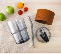 China Clear Coffee Mugs WITH LID and Straws for BPA Free Leak-Proof Vintage Glass Tumbler for sale