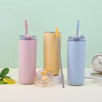 China 7.6*19.7CM Portable Stainless Steel Coffee Cup Tumbler with Straw and Lids BPA Free for sale