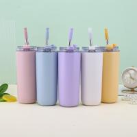 China 7.6*19.7CM Portable Stainless Steel Coffee Cup Tumbler with Straw and Lids BPA Free for sale