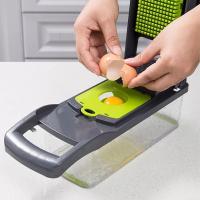 China Metal Vegetable Chopper Onion Cutter Multifunctional Slicer Grater With Colander Basket for sale
