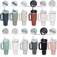 China American Style Custom Pattern 40oz Tumbler with Lid Handle and Straw Stainless Steel Vacuum Insulated Cup for sale
