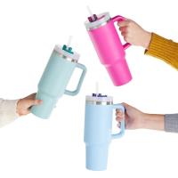 China American Style Custom Pattern 40oz Tumbler with Lid Handle and Straw Stainless Steel Vacuum Insulated Cup for sale