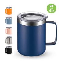 China Custom Stainless Steel Double Wall Insulated Vacuum Travel Coffee Mugs With Handle for Camping for sale