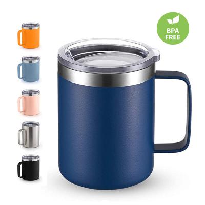 China Custom Stainless Steel Double Wall Insulated Vacuum Travel Coffee Mugs With Handle for Camping for sale