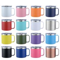 China Custom Stainless Steel Double Wall Insulated Vacuum Travel Coffee Mugs With Handle for Camping for sale
