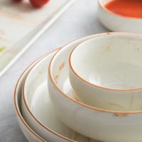 China Kitchen Dishes in Beige Porcelain Plate Set for Dinner and Occasion Giveaways for sale
