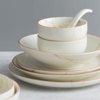 China Kitchen Dishes in Beige Porcelain Plate Set for Dinner and Occasion Giveaways for sale