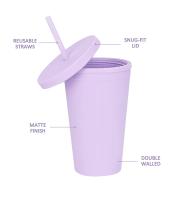 China Custom AS PP Double Wall Colored Acrylic Matte Black Plastic Tumbler Cups With Lid And Straw for sale