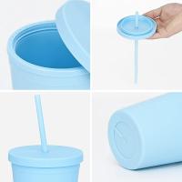 China Custom AS PP Double Wall Colored Acrylic Matte Black Plastic Tumbler Cups With Lid And Straw for sale