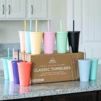 China Custom AS PP Double Wall Colored Acrylic Matte Black Plastic Tumbler Cups With Lid And Straw for sale