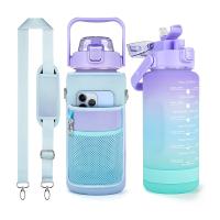 China 2L Motivational Time Marker Water Bottle with Straw and Stickers Gradient Color Durable for sale