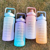 China 2L Motivational Time Marker Water Bottle with Straw and Stickers Gradient Color Durable for sale