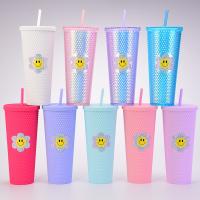 China 16oz 24oz Coffee Mug Double Wall Plastic Iridescent Matte Cups Tumbler with Straw for sale