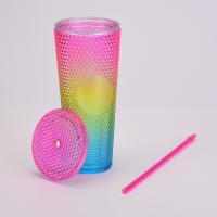 China 16oz 24oz Coffee Mug Double Wall Plastic Iridescent Matte Cups Tumbler with Straw for sale